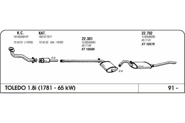 Izduvni lonac Seat Toledo 1.8i-1.9 TD 91- (srednji)