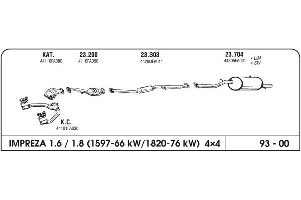 Izduvni lonac Subaru Impreza 1.6 93-00 (zadnji)