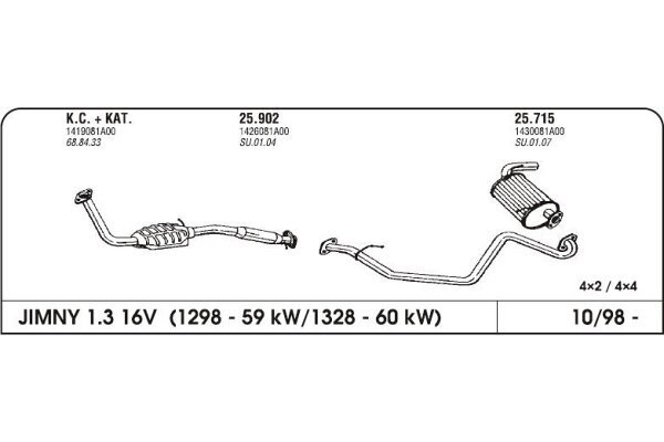 Izduvni lonac Suzuki Jimny 1.3 98- (zadnji)