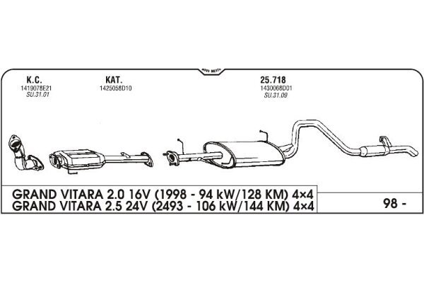 Izduvni lonac Suzuki Vitara 1.6 95- (komplet)