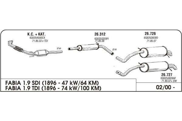Izduvni lonac Škoda Fabia 1.9 00- (srednji)