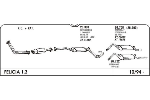 Izduvni lonac Škoda Felicia 1.3/1.6i 94- (zadnji)