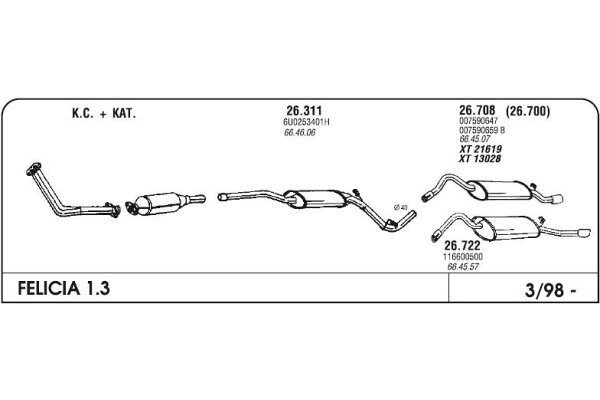 Izduvni lonac Škoda Felicia 1.3i 98- (srednji)