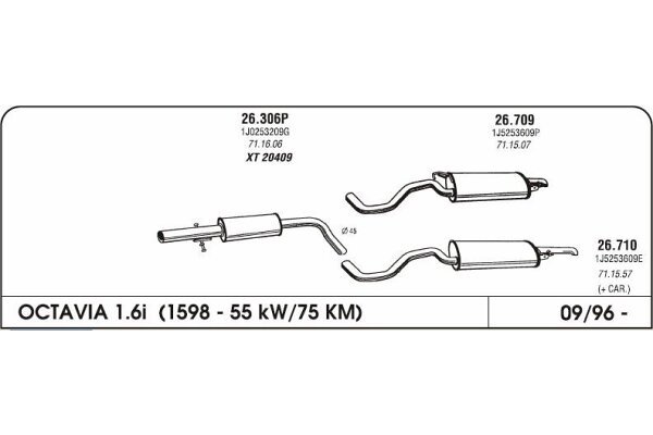 Izduvni lonac Škoda Octavia + Kar. 1.6 96- (zadnji)