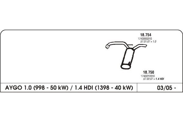 Izduvni lonac Toyota Aygo 1.0i 05- (zadnji)