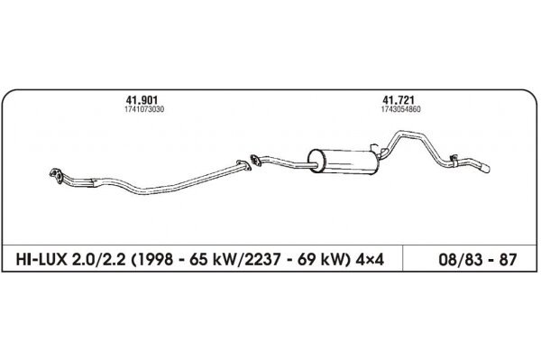 Izduvni lonac Toyota Hi-lux 1.2-2.0/2.4 D 83- (zadnji)