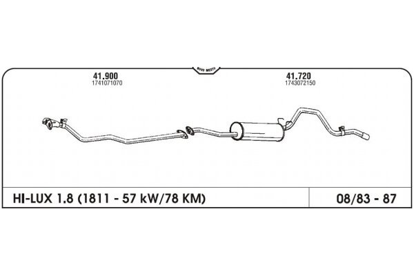 Izduvni lonac Toyota Hi-lux 1.8-2.2/2.4 D 83- (zadnji)