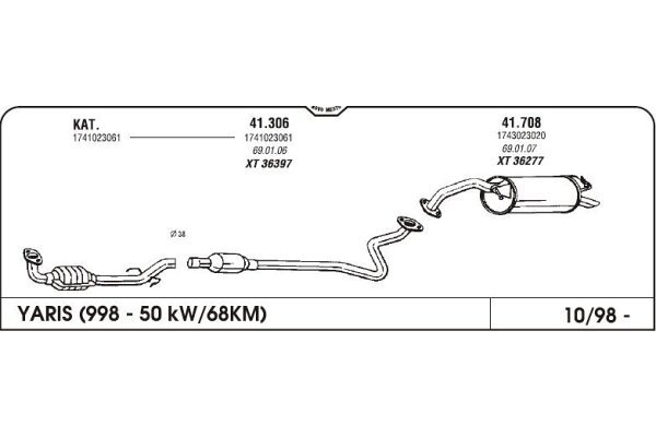 Izduvni lonac Toyota Yaris 1.0 98- (zadnji)