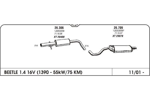 Izduvni lonac Volkswagen Beetle 1.6i 00- (srednji)