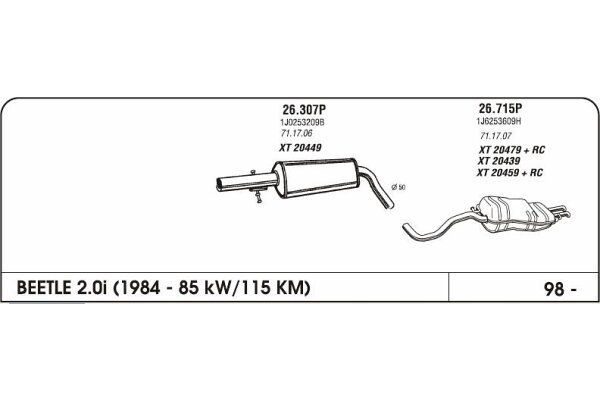 Izduvni lonac Volkswagen Beetle 2.0i 98- (srednji)
