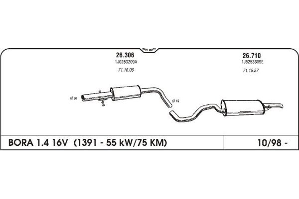 Izduvni lonac Volkswagen Bora 1.4 97- (zadnji)
