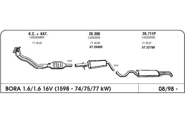 Izduvni lonac Volkswagen Bora 1.6/1.9 SDI 98- (zadnji)