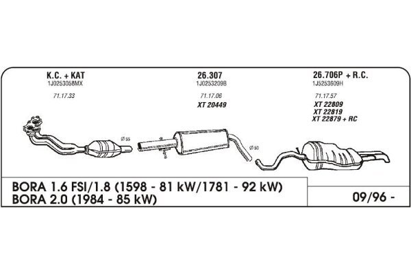 Izduvni lonac Volkswagen Bora 1.8/2.0 96- (zadnji) + Kar. + RC