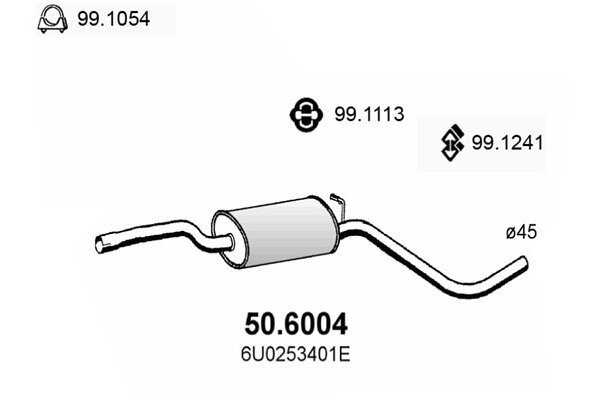 Izduvni lonac Volkswagen Caddy 95-00 1.9 D, (srednji)