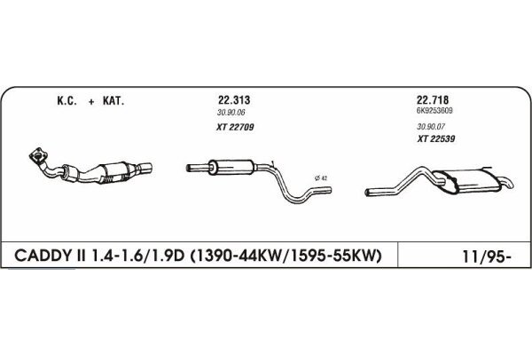 Izduvni lonac Volkswagen Caddy II 1.4 96- (zadnji)
