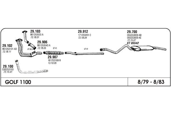Izduvni lonac Volkswagen Golf I JGL 1.3 76-83 ( kol. jedan)