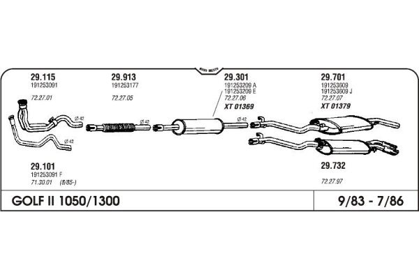 Izduvni lonac Volkswagen Golf II CL-JX 1.0/1.3 83- ( kol. jedan)