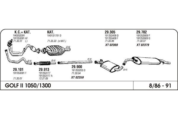 Izduvni lonac Volkswagen Golf II CL-JX 1.0/1.3 83- (srednja cev)