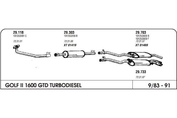 Izduvni lonac Volkswagen Golf II GTD 1.6 TD 83-91 prednji