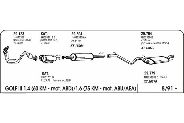 Izduvni lonac Volkswagen Golf III KAR 1.4/1.6 91- (zadnji)