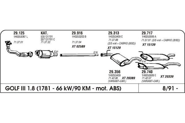 Izduvni lonac Volkswagen Golf III Kar.1.8i/2.0 GTI 91- (zadnji)