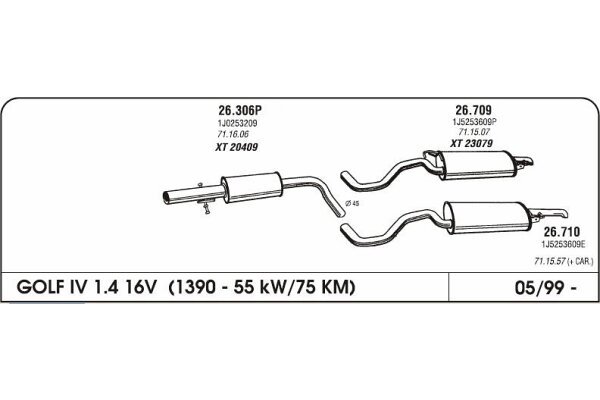 Izduvni lonac Volkswagen Golf IV 1.4 97- (zadnji)