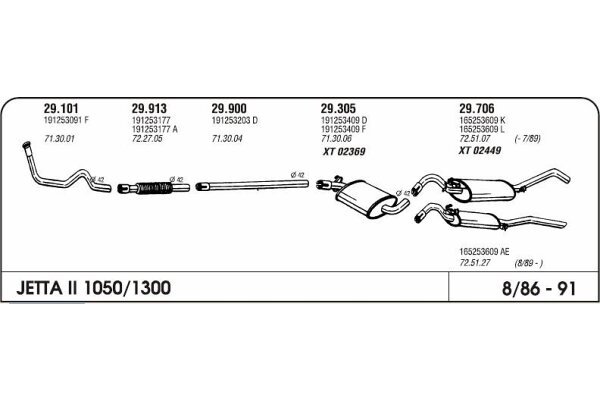 Izduvni lonac Volkswagen Jetta II CL-JX 1.0/1.3 83- (srednji)
