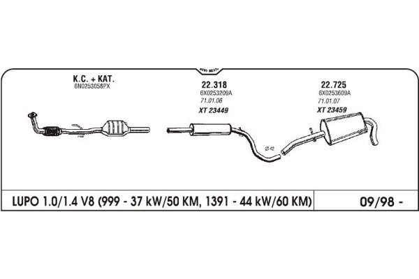 Izduvni lonac Volkswagen Lupo 1.0/1.4 97- (srednji)