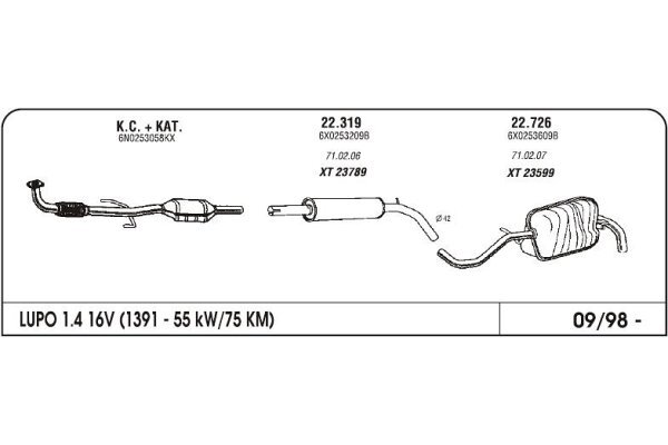 Izduvni lonac Volkswagen Lupo 1.4 98- (srednji)