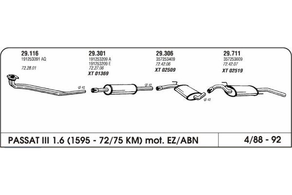 Izduvni lonac Volkswagen Passat III 1.6/1.6D 88- (zadnji)