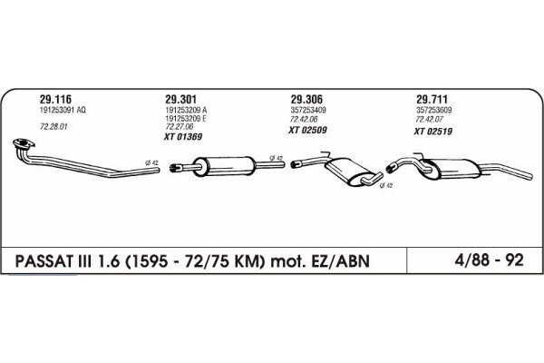 Izduvni lonac Volkswagen Passat III 1.6/1.9TD/1.9TDI 88- (srednji)