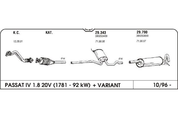 Izduvni lonac Volkswagen Passat IV 1.8/1.9TD 96- (srednji)