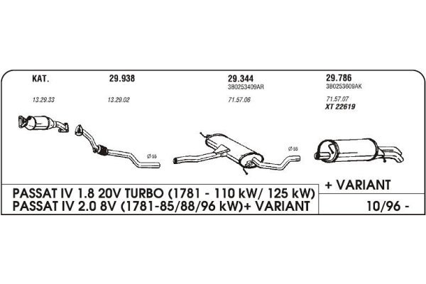 Izduvni lonac Volkswagen Passat IV 1.8T/1.9TD 96- (srednji)