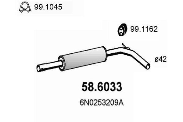 Izduvni lonac Volkswagen Polo 94-99, (srednji)
