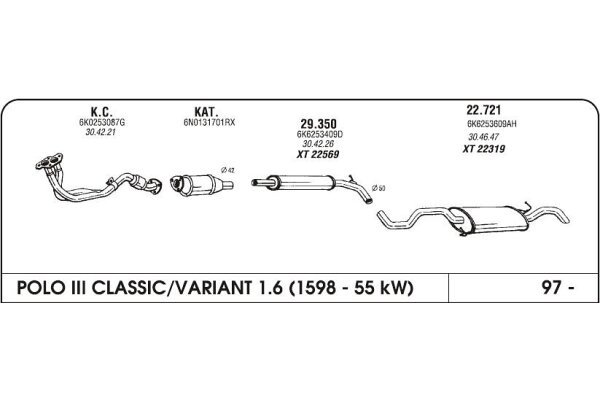 Izduvni lonac Volkswagen Polo III 1.6i 97- (srednji)