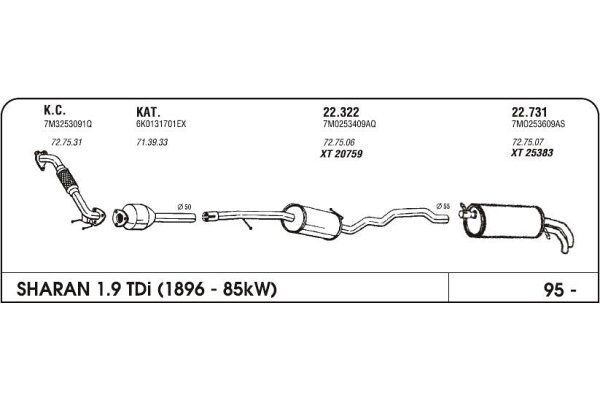 Izduvni lonac Volkswagen Sharan 1.9 TDI 95- (srednji)