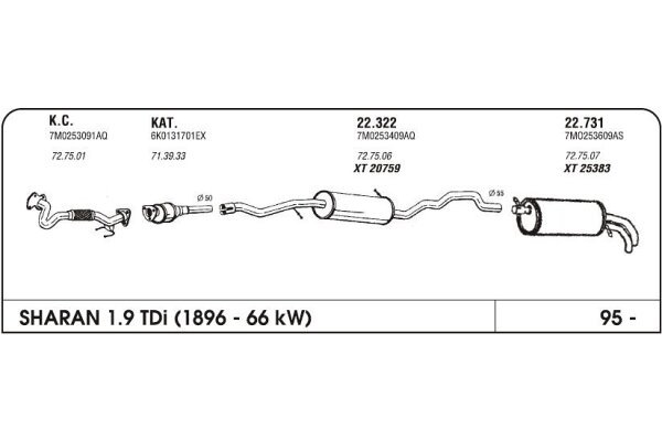 Izduvni lonac Volkswagen Sharan 1.9 TDI 95- (zadnji)