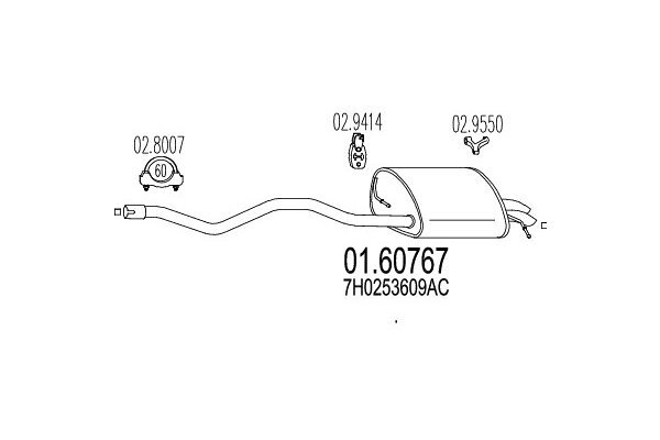 Izduvni lonac Volkswagen Transporter 03-, 1.9 TDI , (zadnji)