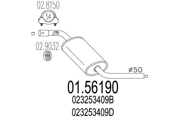 Izduvni lonac Volkswagen Transporter 90-03, (srednji)