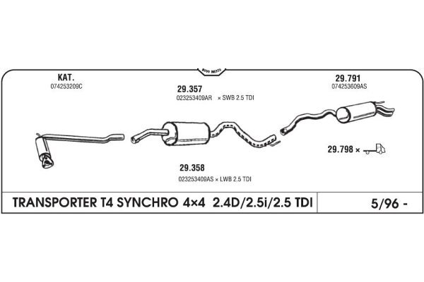 Izduvni lonac Volkswagen Transporter T4 2.4i/2.5i/2.5TDI 96- (zadnji)