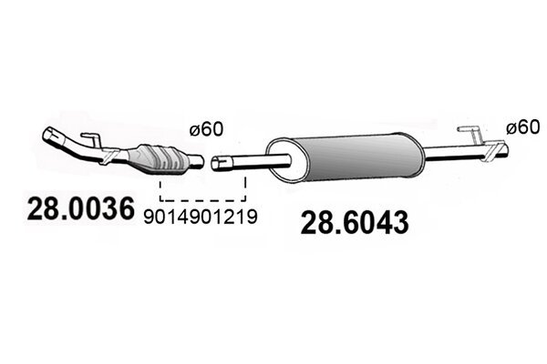 Izduvni lonac Volkswagen-Benz Sprinter -00, (srednji)