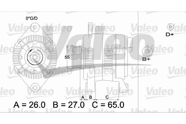 Alternator Citroen, Fiat, Peugeot, 80 A, 55 mm