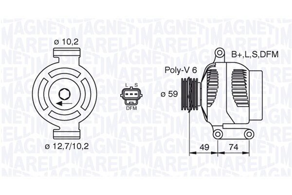 Alternator Fiat Mondeo 00-07, 124 A, 59 mm