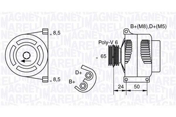 Alternator Fiat, Lancia, 70 A, 65 mm