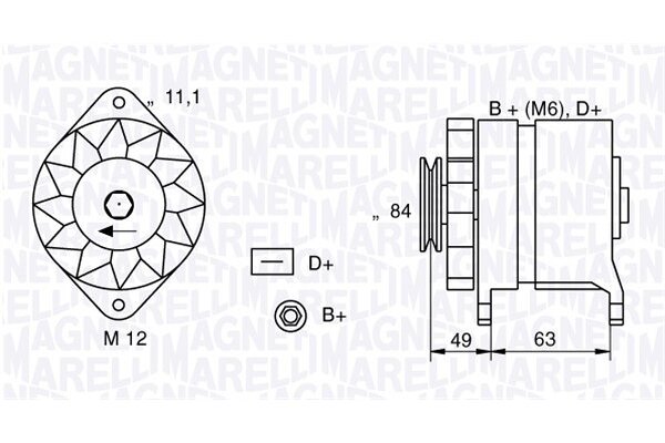 Alternator Mitsubishi L300 86-04, 55 A, 84 mm