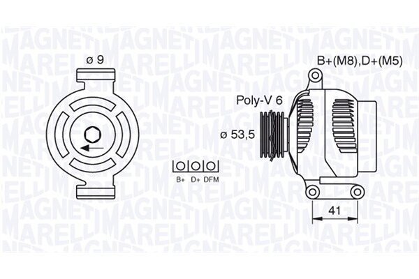 Alternator Opel Astra, Meriva, 120 A, 53,5 mm