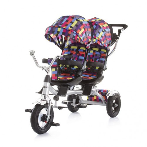 Tricikl za blizance Tandem multicolor