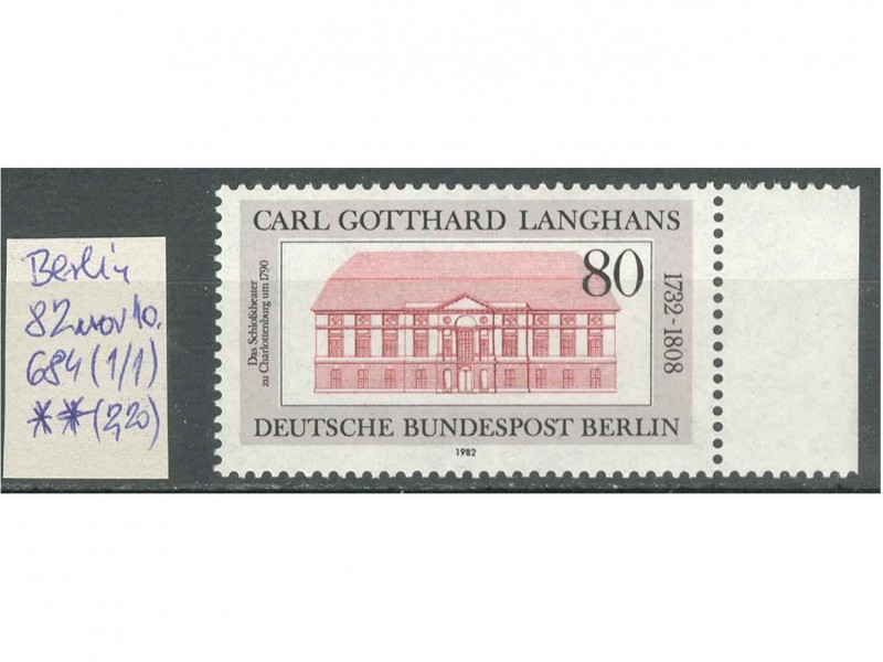 kt031b, 10. nov.1982 DeutscheBPB Mi684 ** 1/1