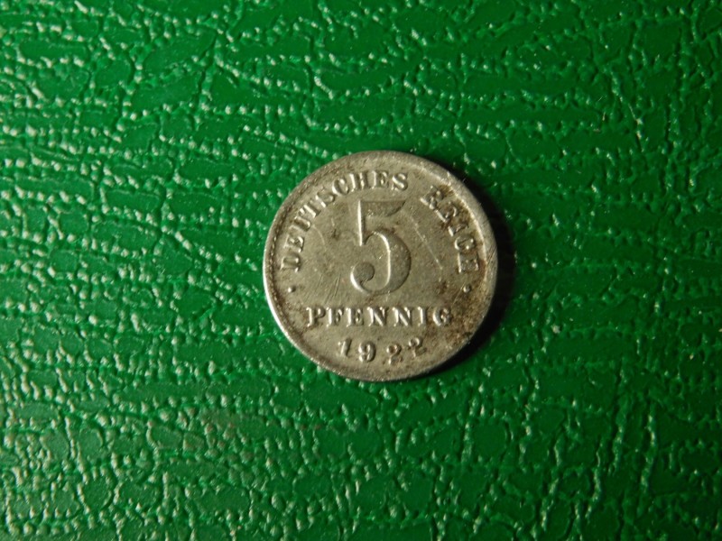 5 pfennig 1922 F