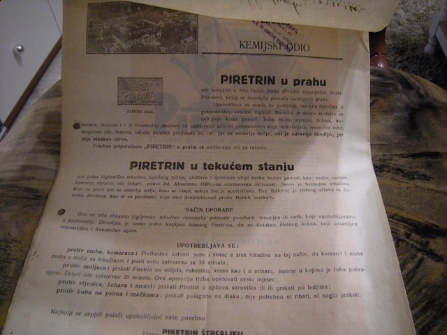 Pismo i reklama `Piretrin`